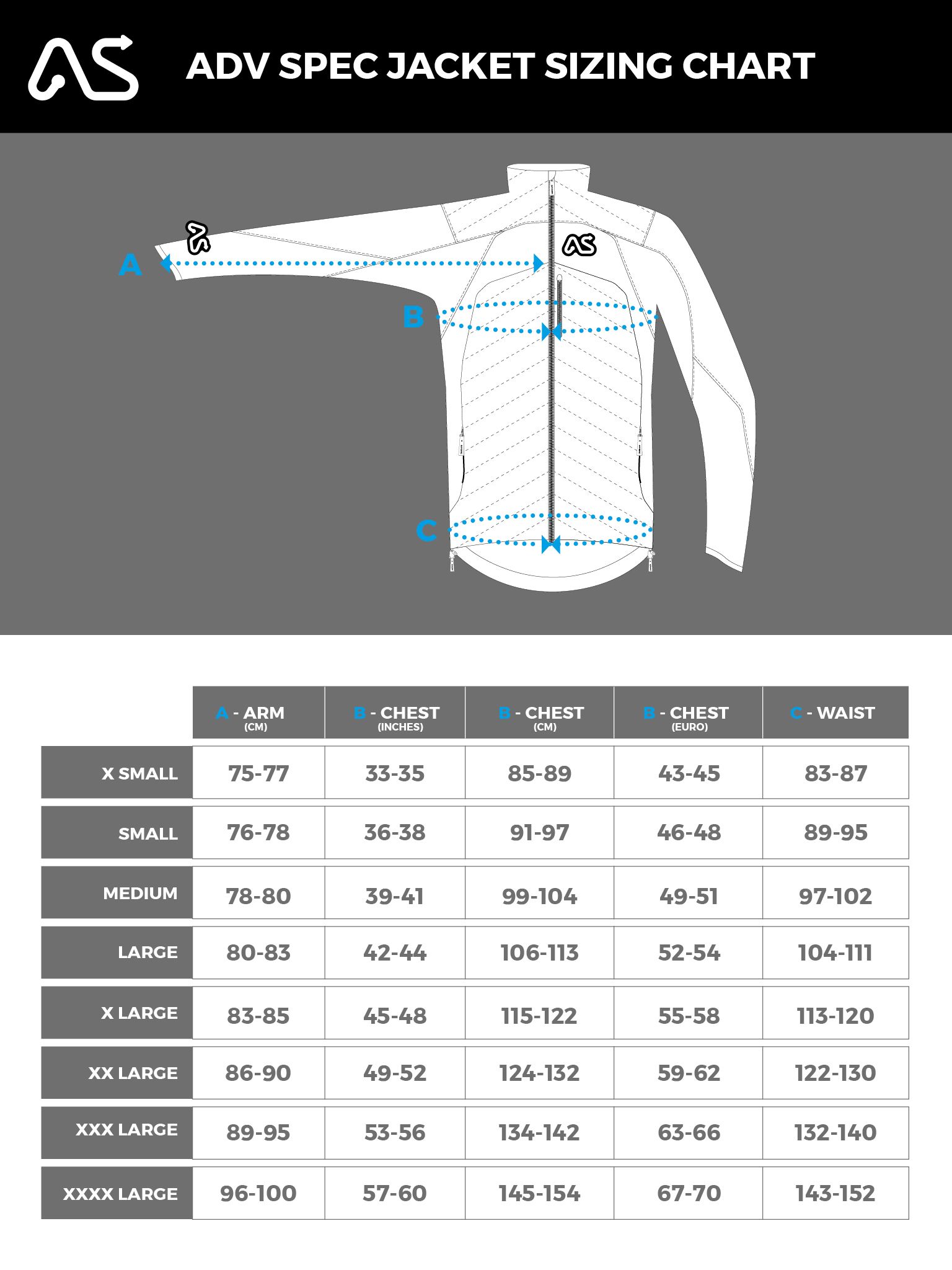 Adventure Spec | Clothing Sizing info
